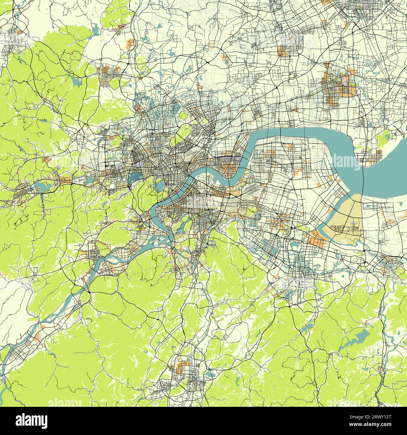 Map of Hangzhou, Zhejiang, China Stock Vector Image & Art - Alamy