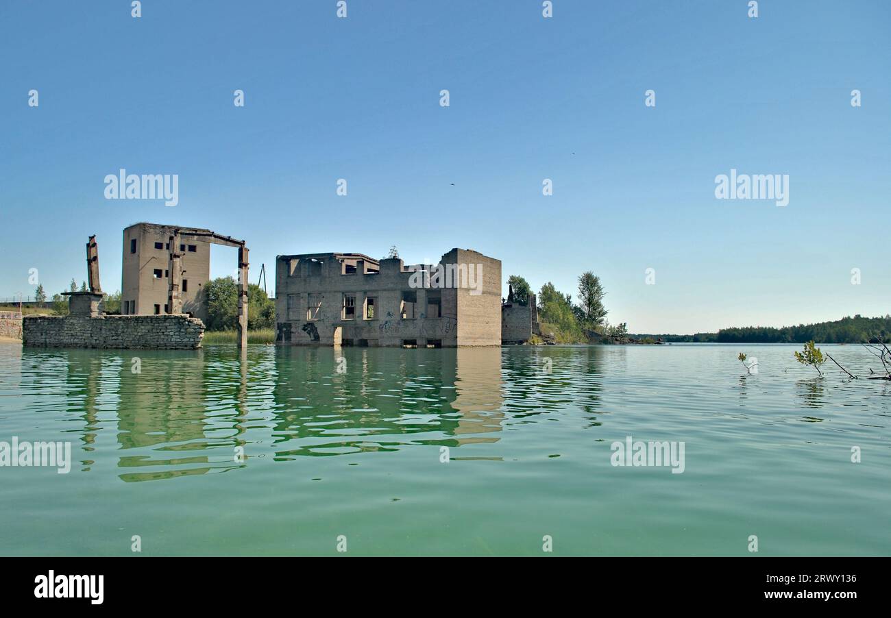 Rummu, abandoned and flooded soviet prison and mine in Estonia, near ...
