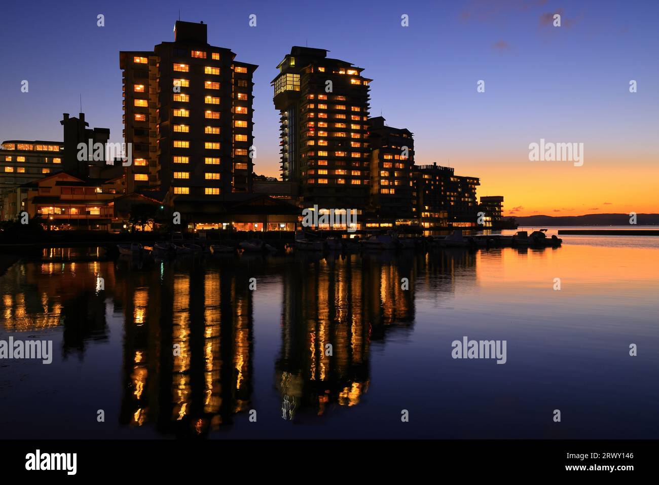 Wakura Onsen at dusk Ishikawa Prefecture Stock Photo - Alamy