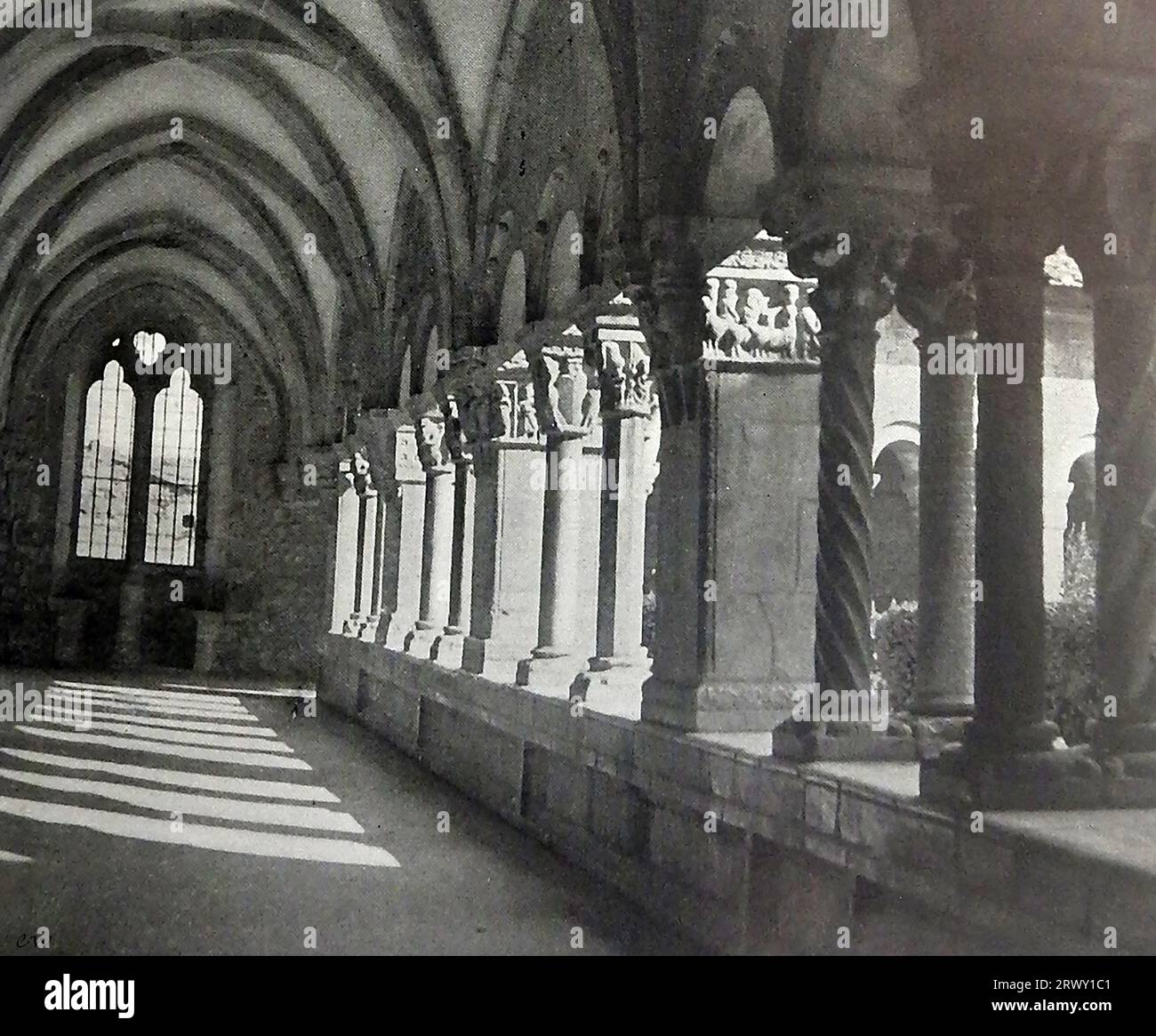 France 1939 - The Romanesque cloisters at Elne (once called Illiberis ...