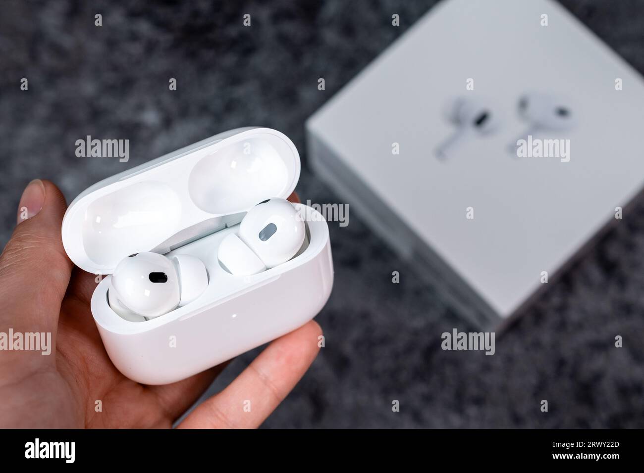 Jurmala, Latvia - 21 09 2023: In a woman's hand there is open case with ...