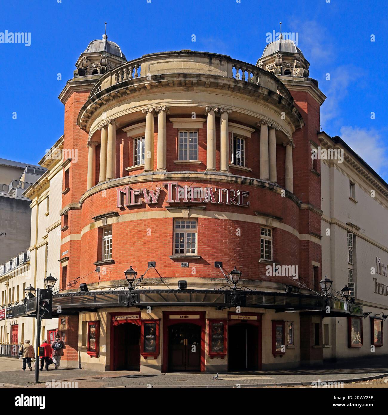 Front view of the curved frontage of The New Theatre, Cardiff. Taken ...