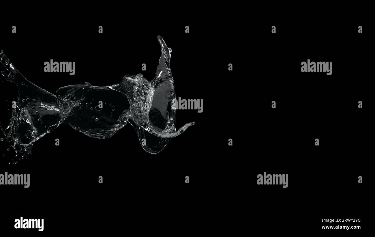 Floating water splash on black background Stock Photo - Alamy