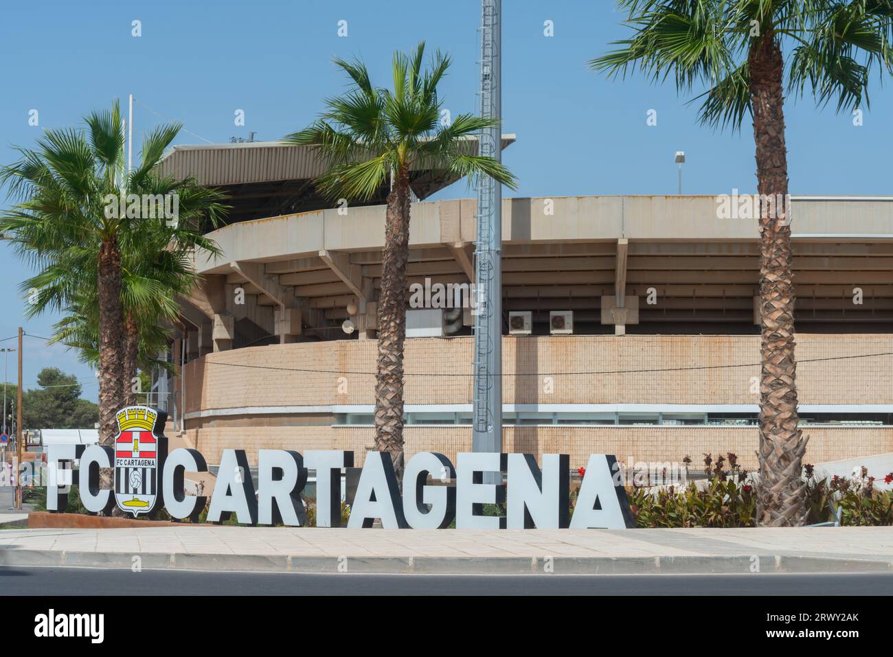 CARTAGENA, SPAIN - 19 SEPTEMBER 2022 The signboard FC Cartagena, the ...