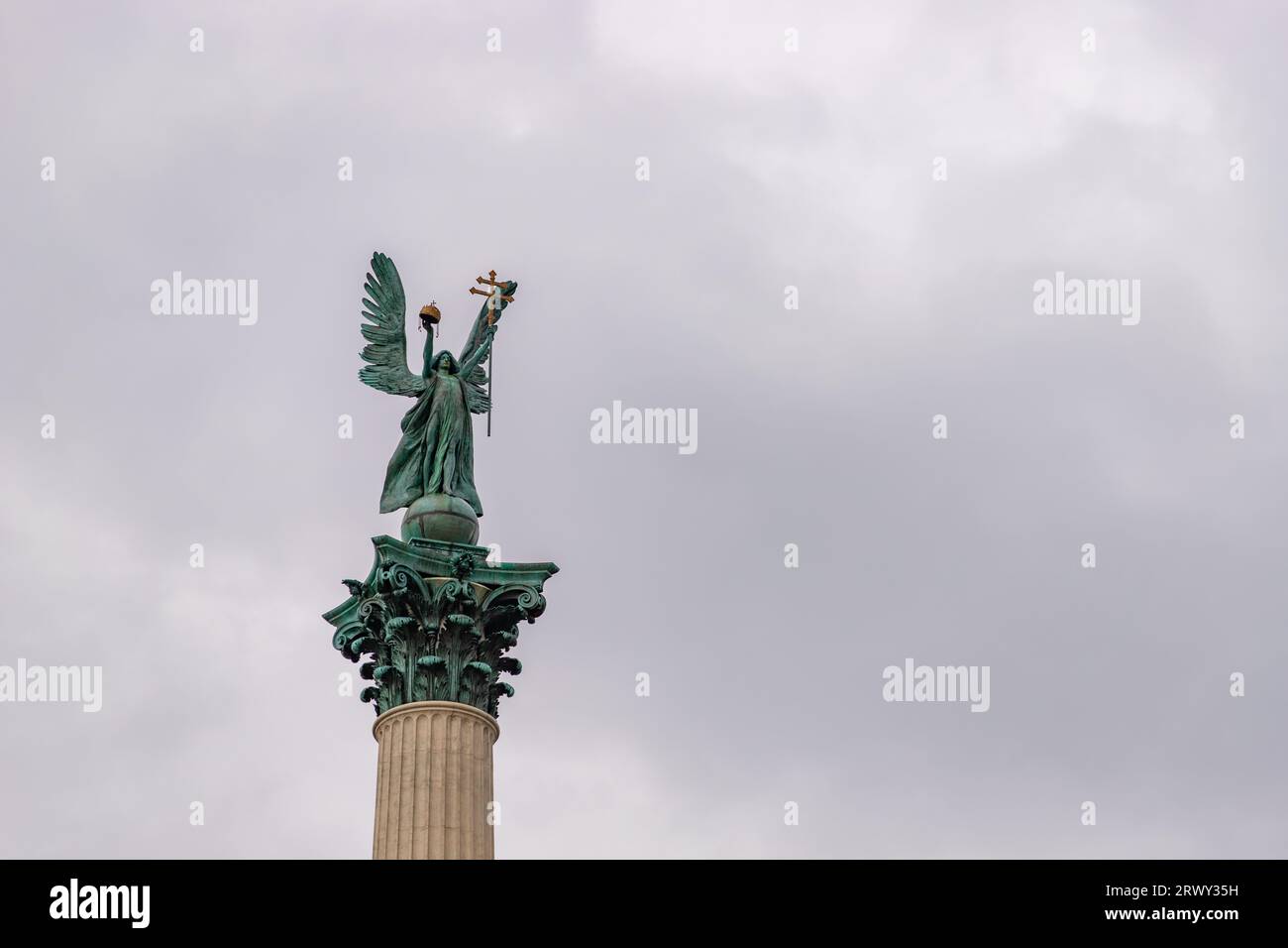 A picture of the Millennium Monument in the middle of the Heroes ...