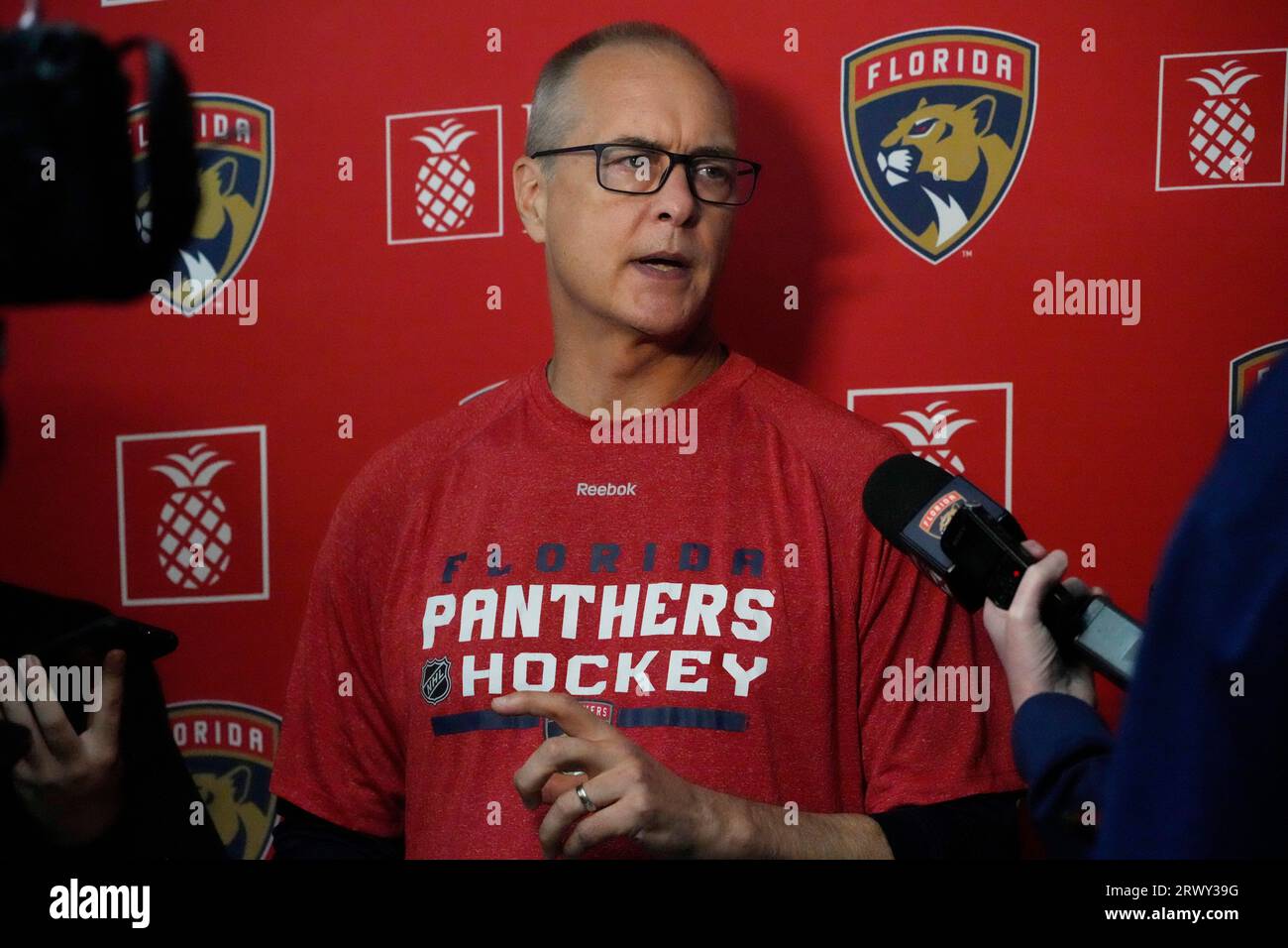 Florida Panthers head coach Paul Maurice speaks after an NHL hockey ...