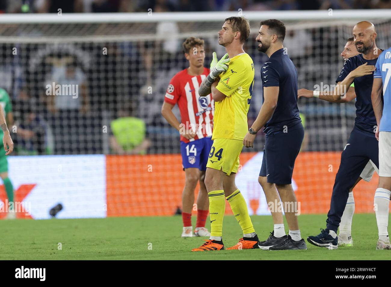 Lazios Italian Goalkeeper Ivan Provedel Celebrates After Scoring A