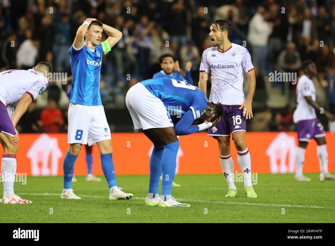 Players on the pitch after the Europa Conference League Group F soccer ...