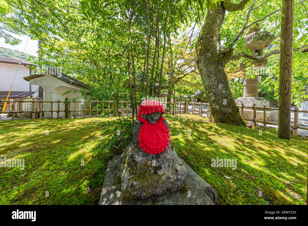Unique Jizo statues scattered throughout the Izu Shuzenji temple ...