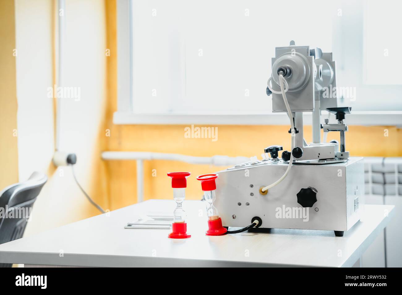 Synoptophore device in medical children office in hospital. Visual ...