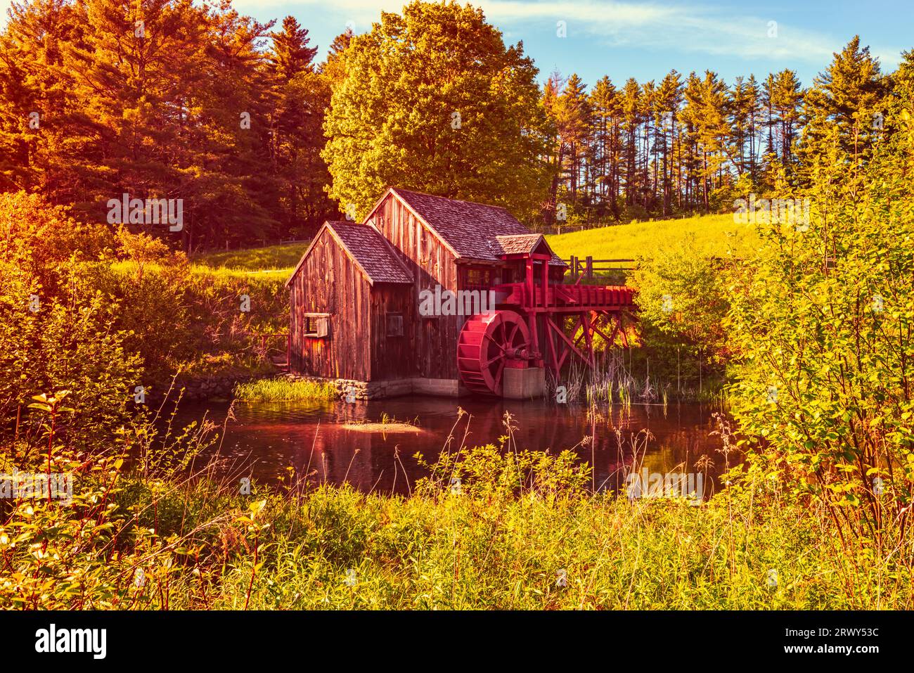 Old Guildhall Grist Mill in Guildhall, Vermont, USA on sunny day in ...