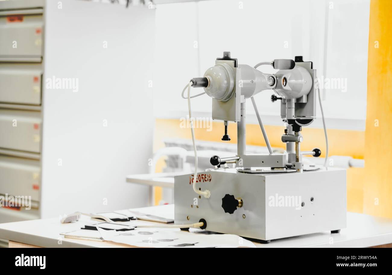 Synoptophore device in medical children office in hospital. Visual ...