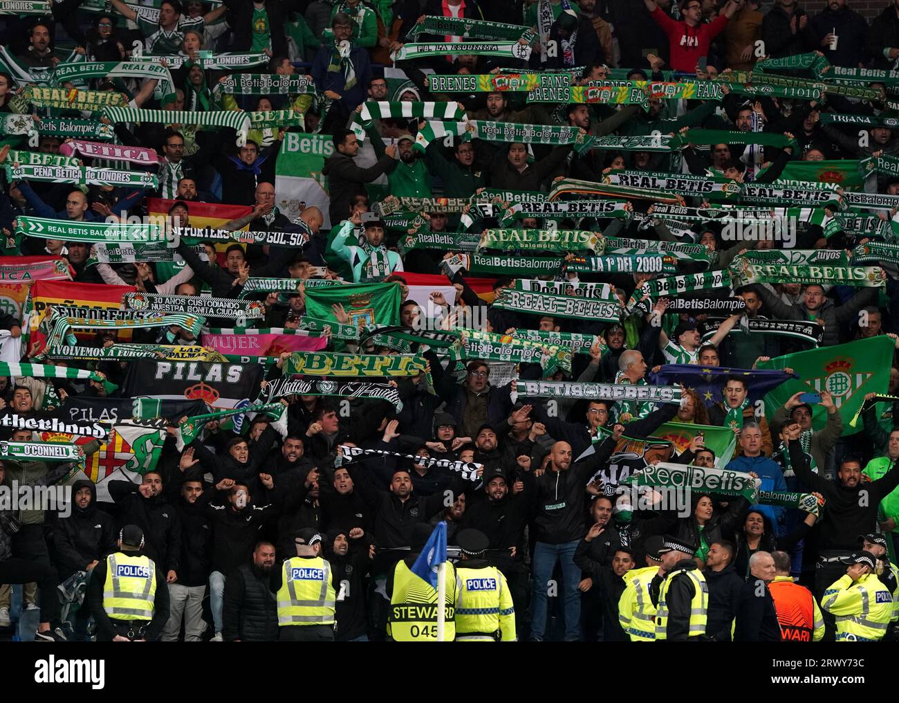 Real Betis fans in the stands during the UEFA Europa League Group C ...