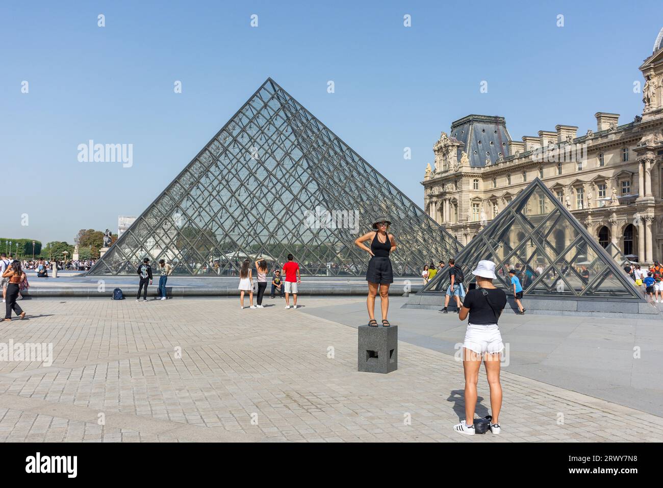 The Louvre Museum (Musee du Louvre) and Leoh Ming Pyramid, Place du ...
