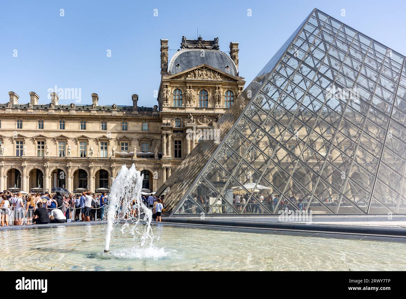 The Louvre Museum (Musee du Louvre) and Leoh Ming Pyramid, Place du ...