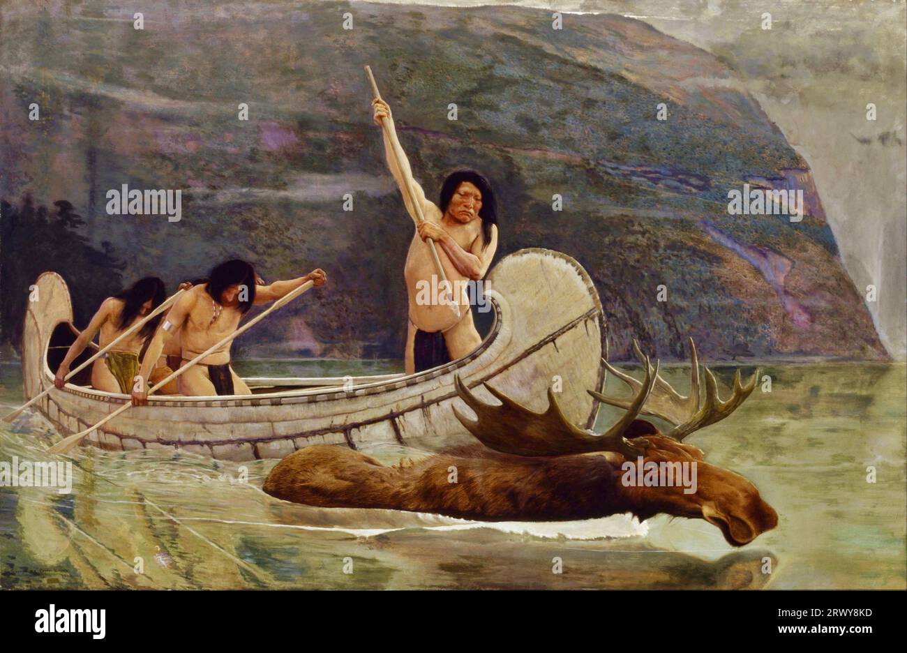 George de Forest Brush - Moose Chase - 1888 Stock Photo - Alamy