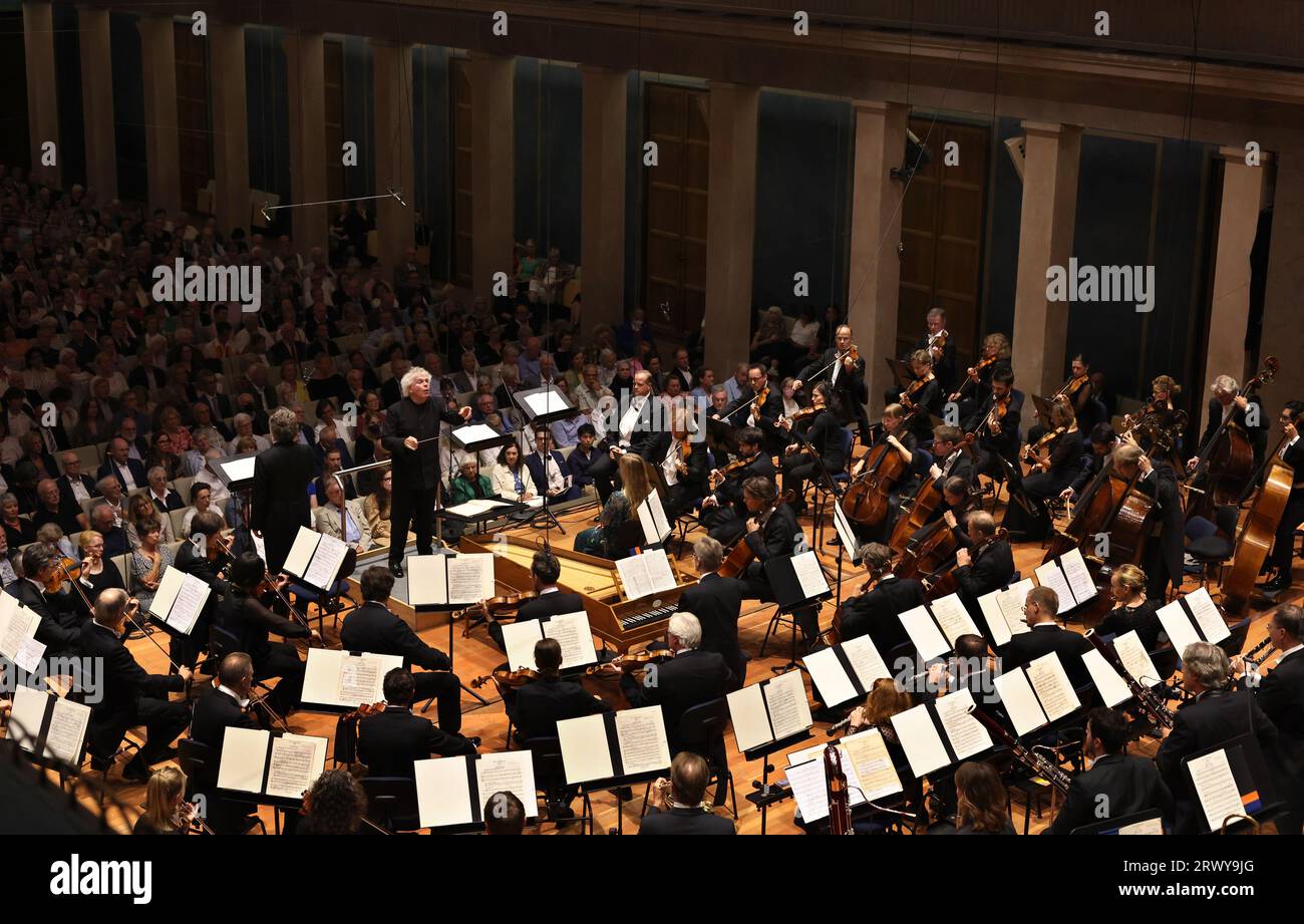 Munich, Germany. 21st Sep, 2023. Sir Simon Rattle, the new chief conductor of the Bavarian Radio ...