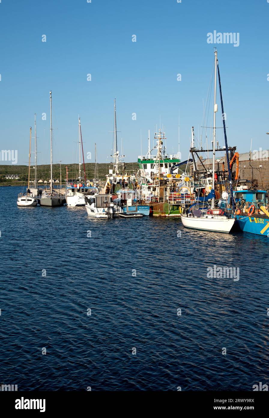 Fishing boats kilronan harbour and village aran islands hi-res stock ...