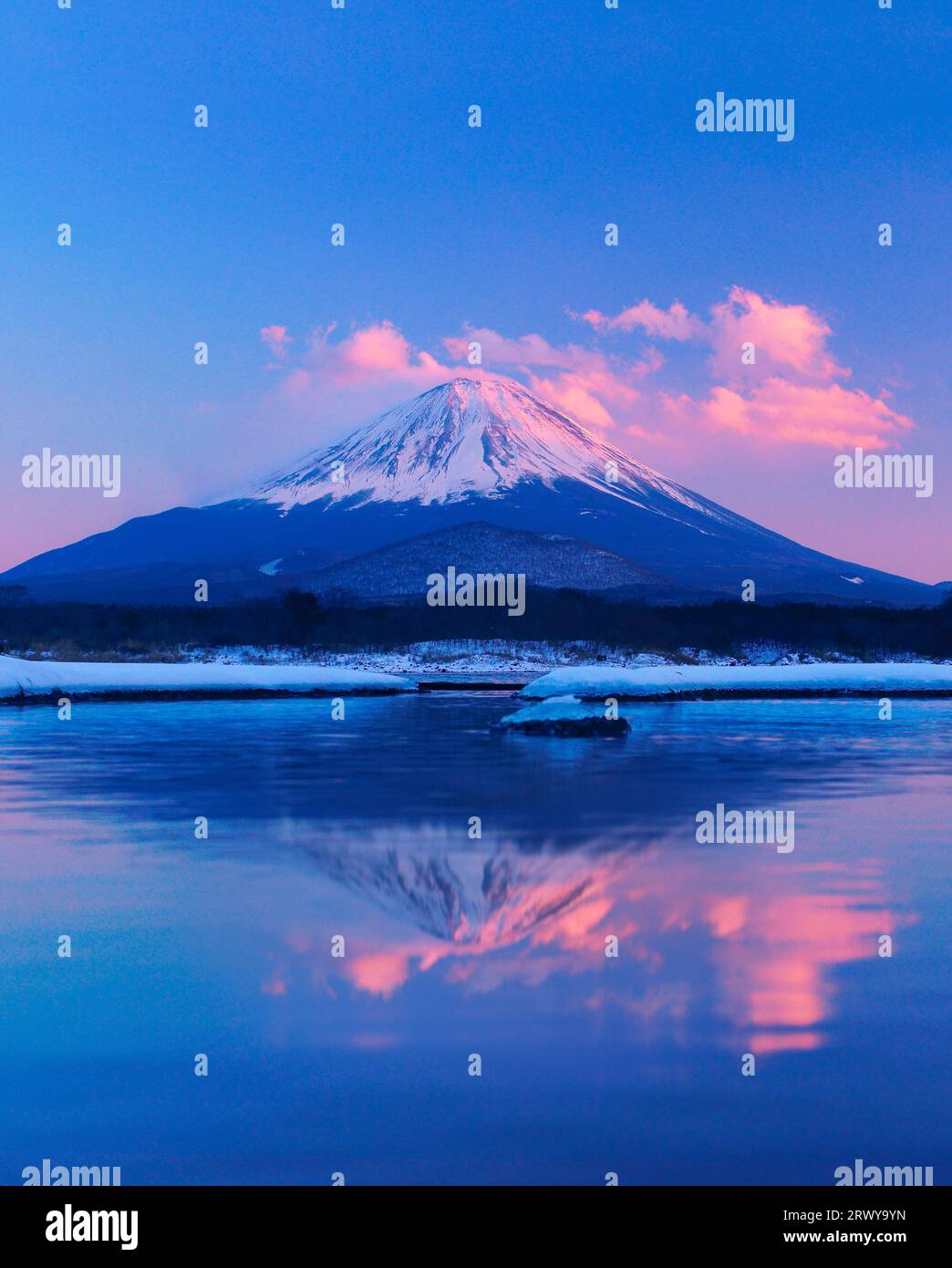 Red Fuji and Lake Shojiko Stock Photo - Alamy