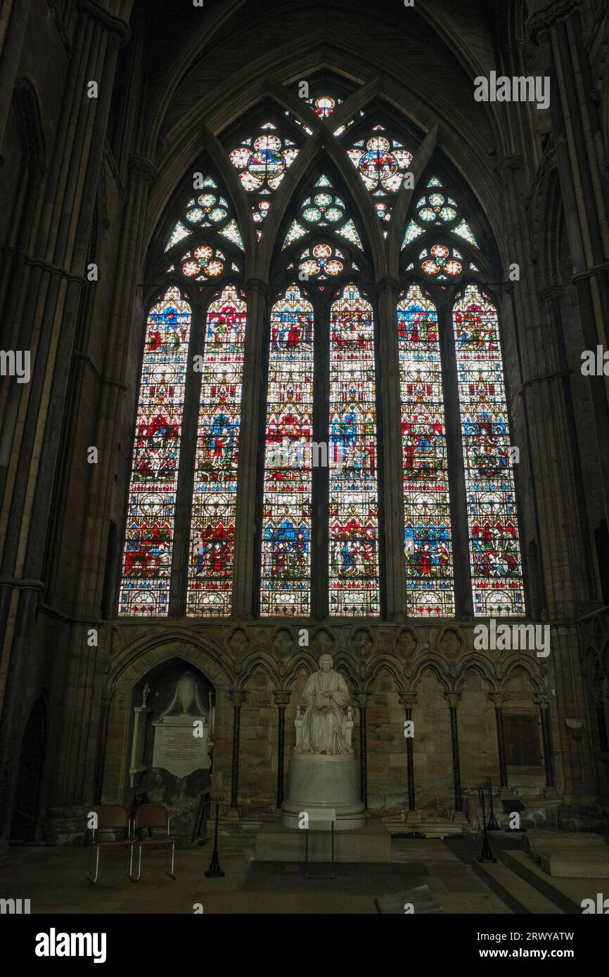 Durham, UK - 12 July, 2023: Colourful stained-glass windows in Durham ...