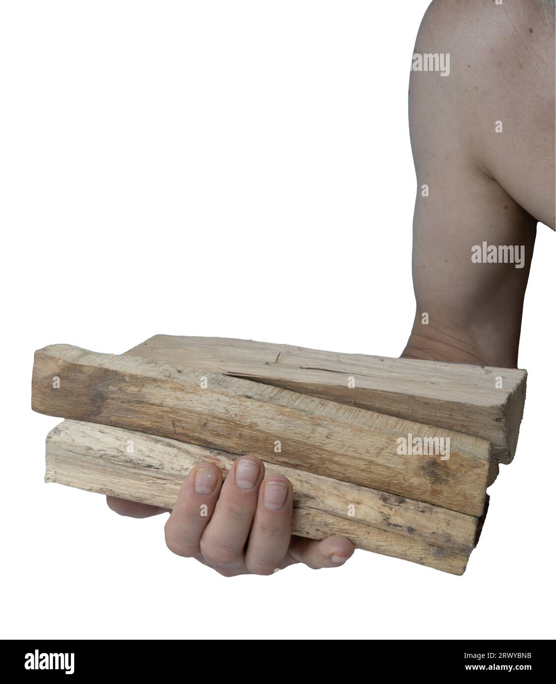 firewood in the hand on a transparent surface Stock Photo - Alamy