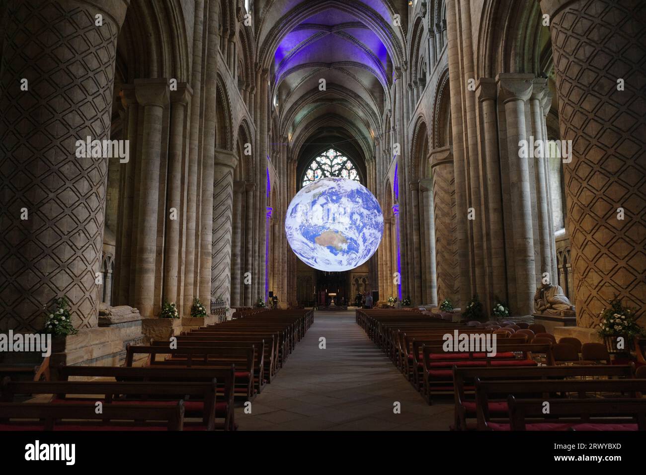 Durham, UK - 12 July, 2023: Globe artwork 'Gaia' inside Durham ...