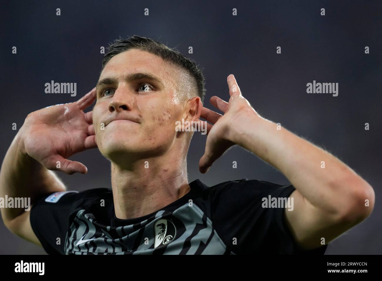Freiburg's Roland Sallai celebrates after scoring the opening goal ...