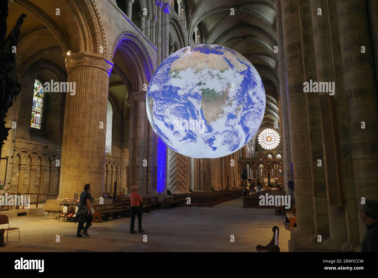 Durham, UK - 12 July, 2023: Globe artwork 'Gaia' inside Durham ...