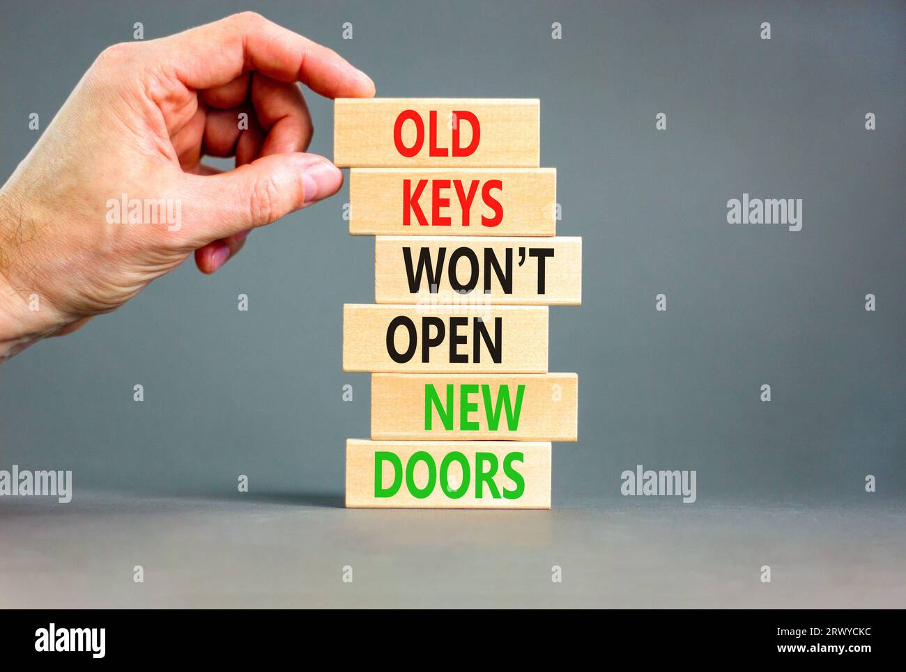 Old keys do not open new doors symbol. Concept words Old keys do not ...