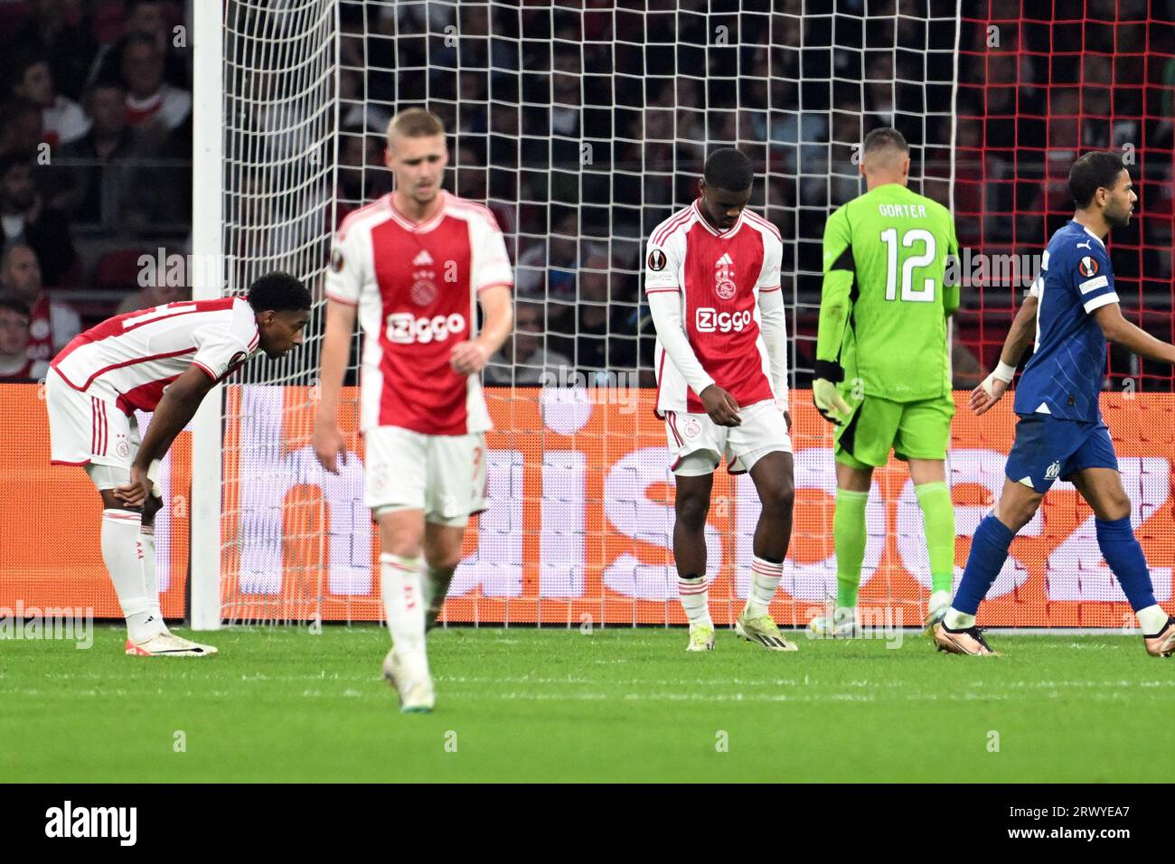 AMSTERDAM - (l-r) Silvano Vos of Ajax, Kenneth Taylor of Ajax, Jorrel Hato of Ajax, Ajax ...