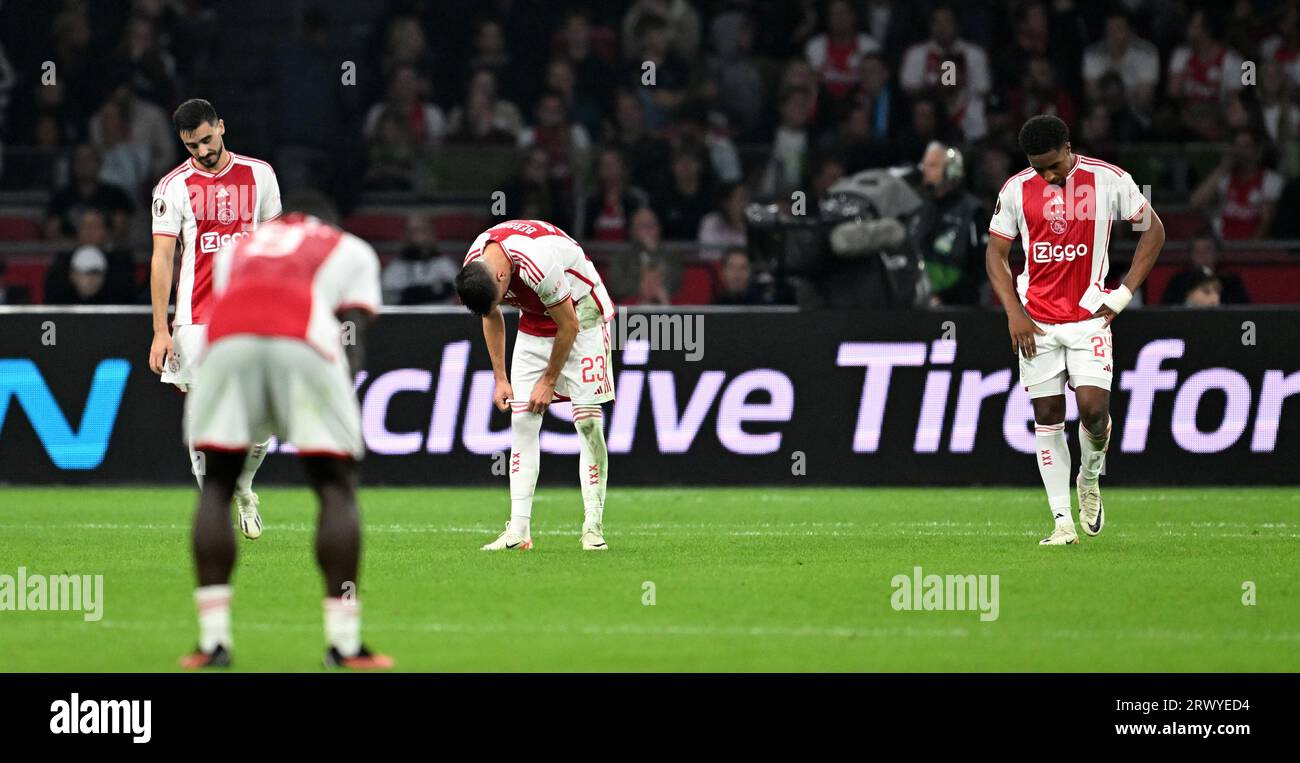 AMSTERDAM - (l-r) Josip Sutalo of Ajax, Steven Berghuis of Ajax ...