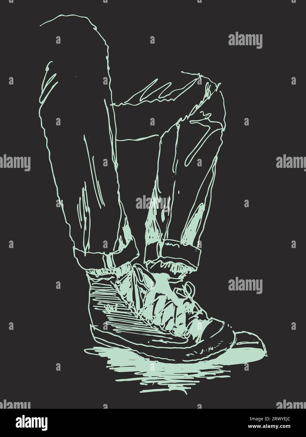 Vector free hand drawing illustration of a pair of male feet wearing ...