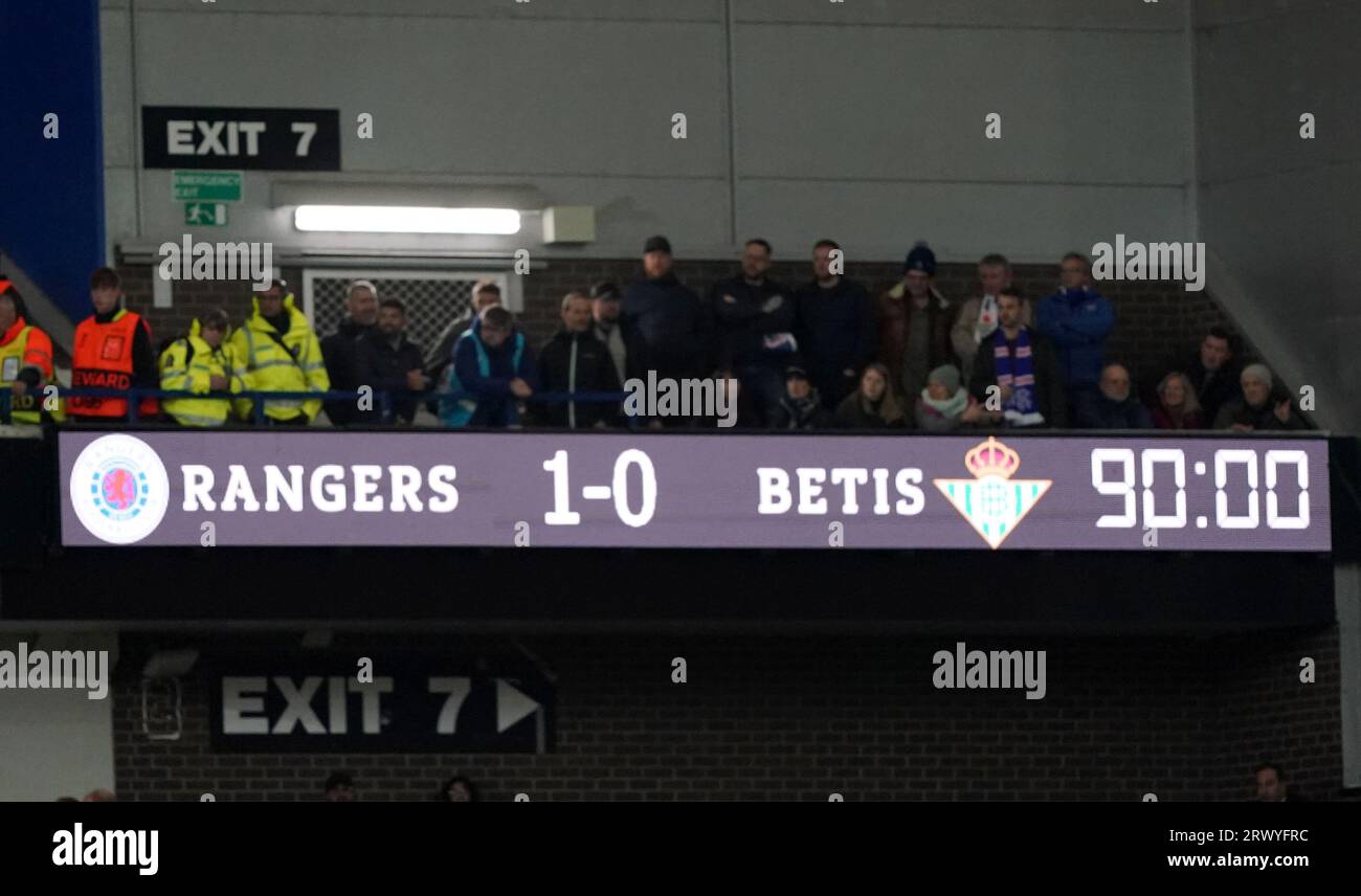 The score board shows the final score after the UEFA Europa League ...