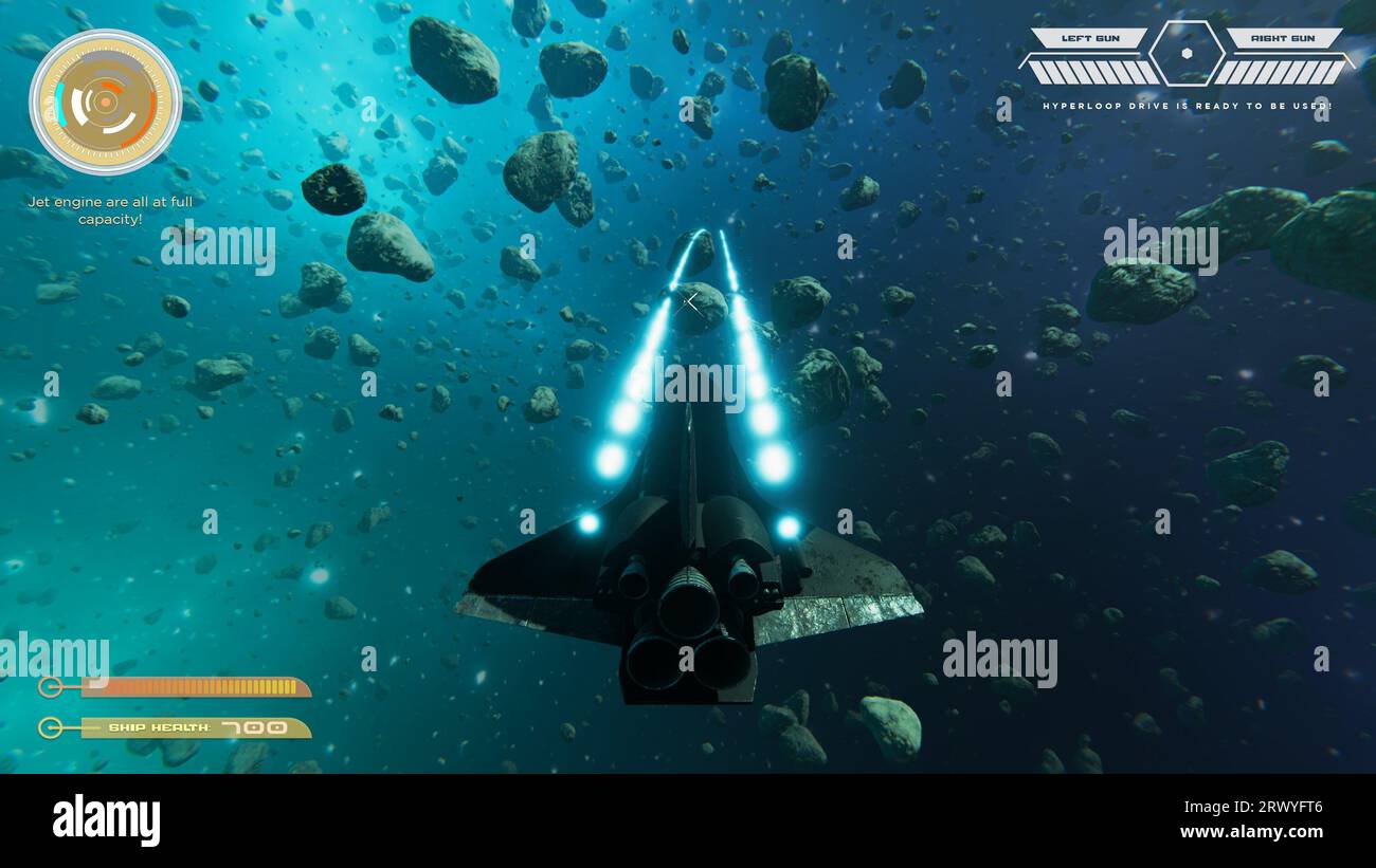 Spaceship science fiction singleplayer game with overlay HUD showing ...