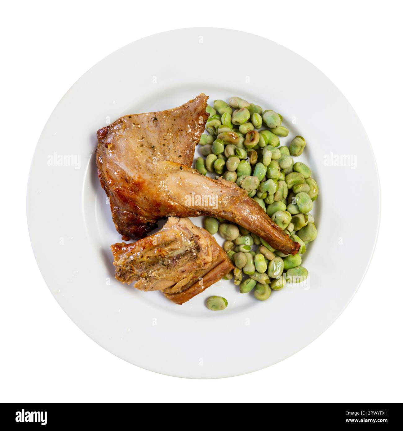 roasted rabbit with green mung beens Stock Photo - Alamy
