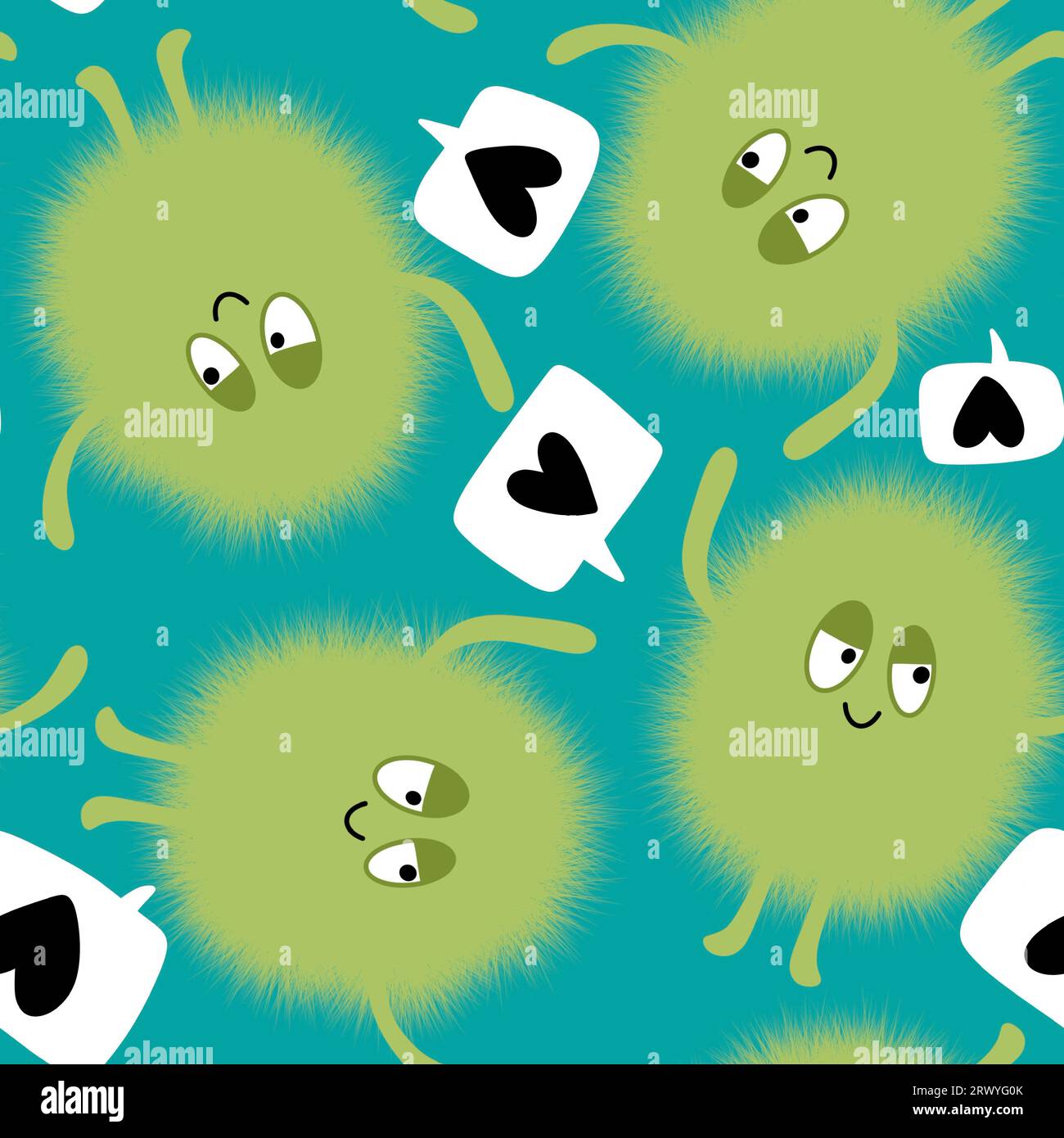 Cartoon monsters seamless fluffy aliens pattern for wrapping paper and ...