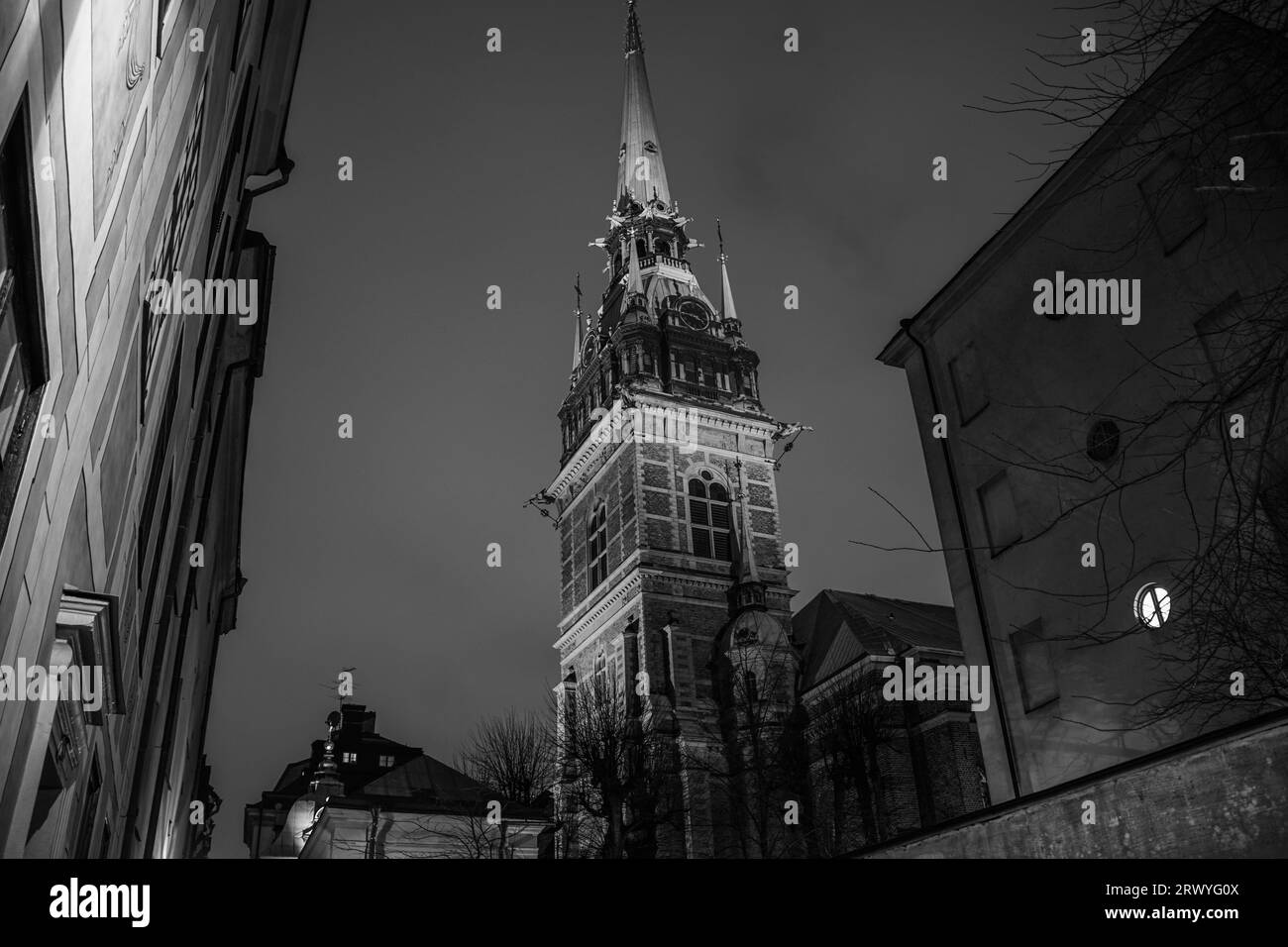 Bell tower night view Black and White Stock Photos & Images - Alamy
