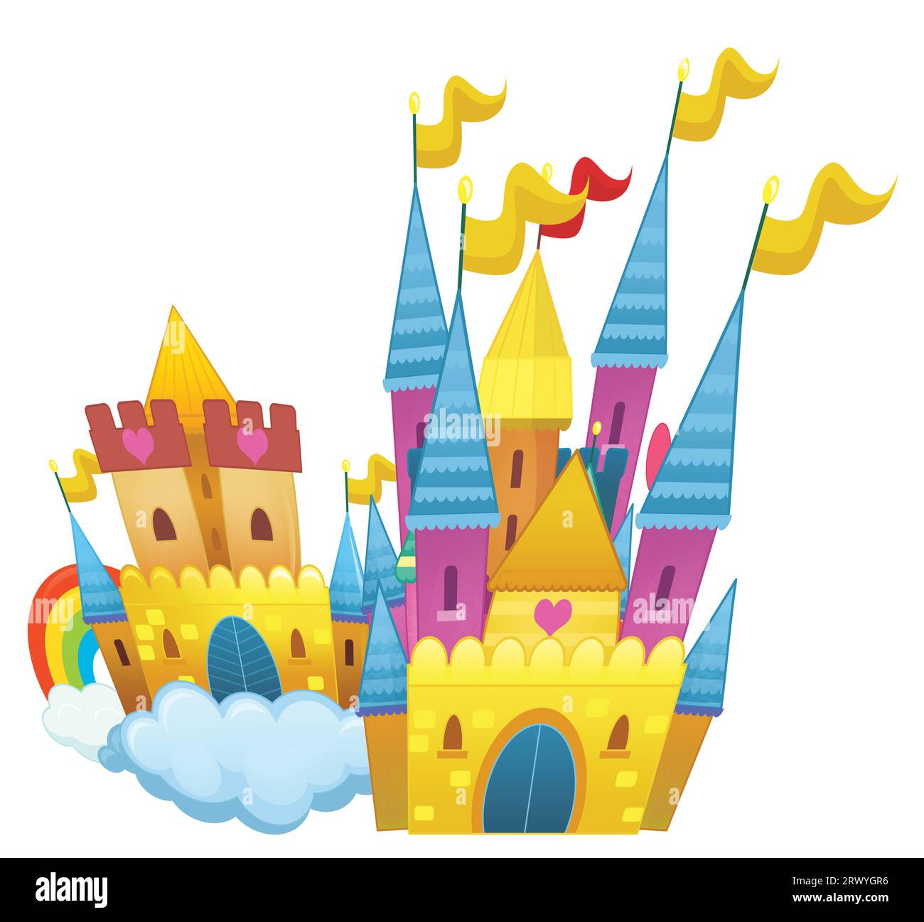 cartoon beautiful and colorful medieval castle isolated illustration ...