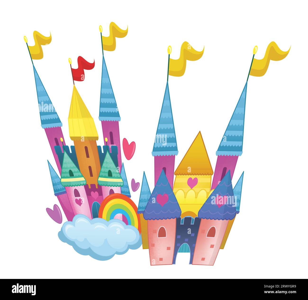 cartoon beautiful and colorful medieval castle isolated illustration ...