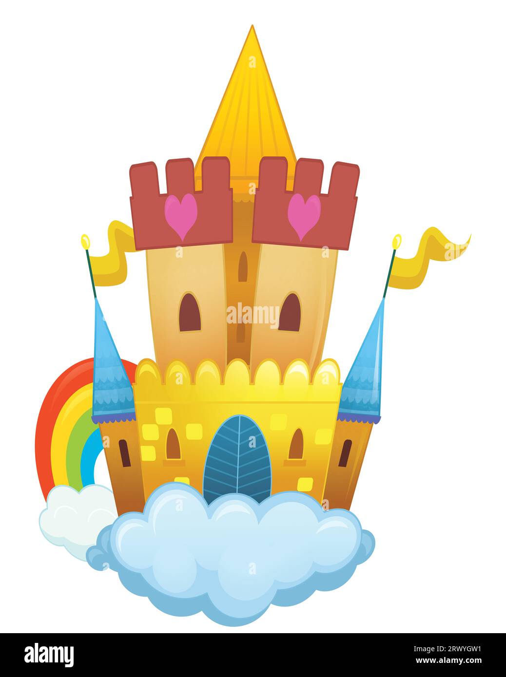 cartoon beautiful and colorful medieval castle isolated illustration ...