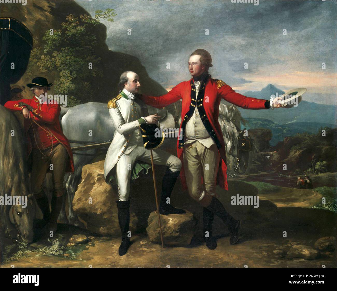 Two Officers and a Groom in a Landscape, 1777, Painting by Benjamin ...