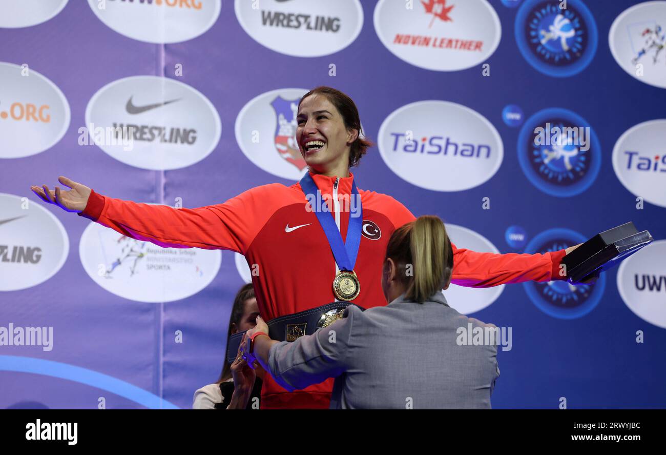 Buse CAVUSOGLU TOSUN of Turkey celebrates on the podium of the women's ...