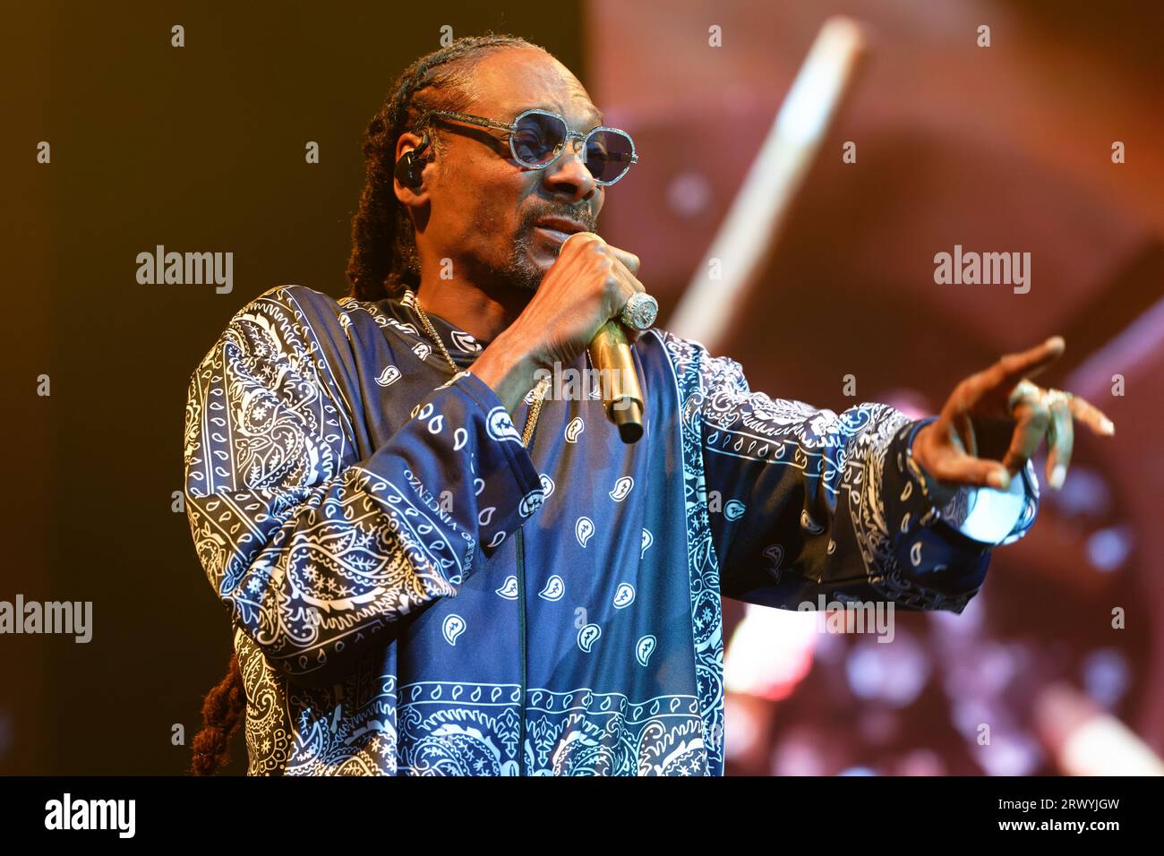 Cologne, Germany. 21st Sep, 2023. Rapper Snoop Dogg is on stage during ...