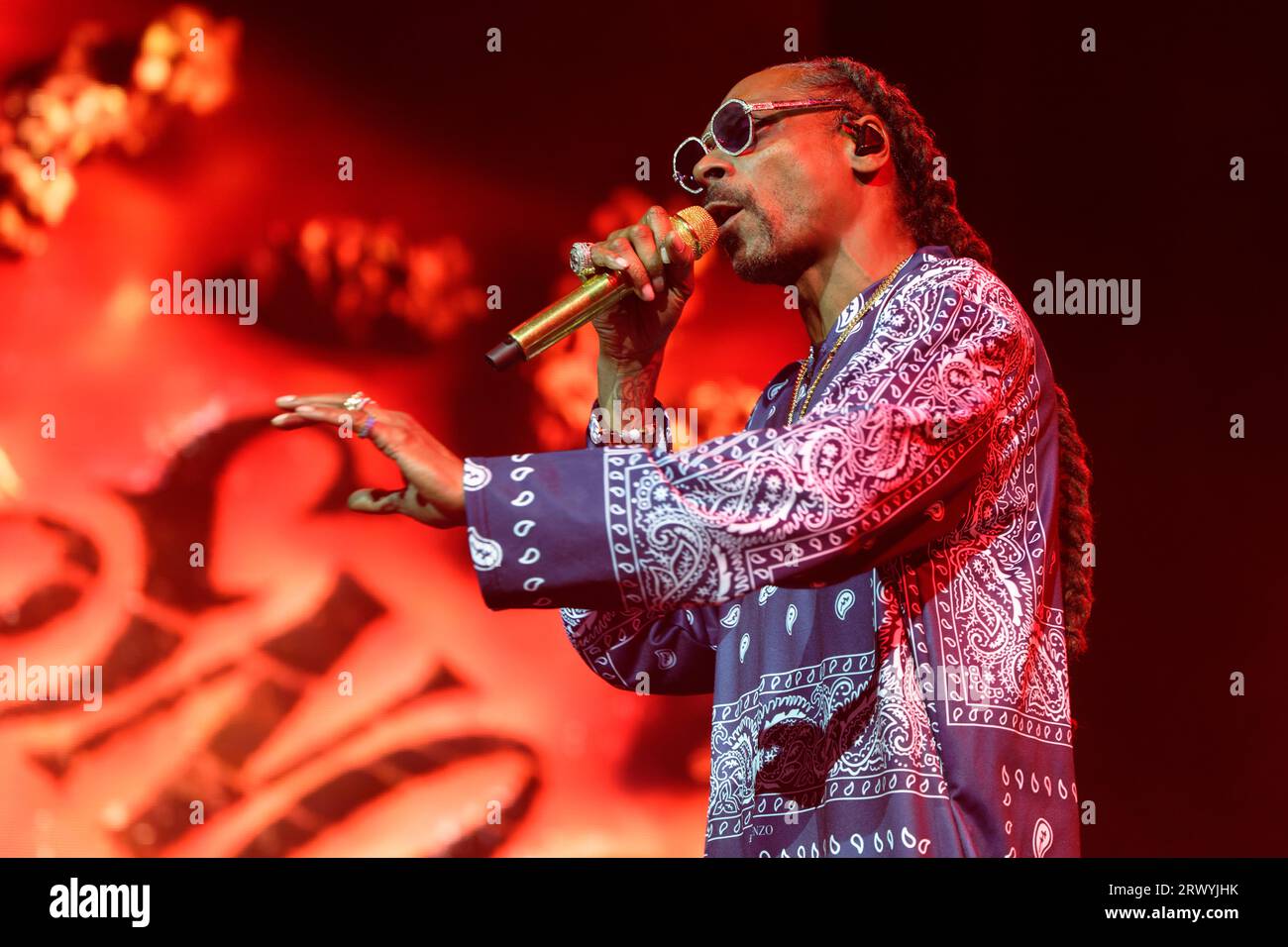 Cologne, Germany. 21st Sep, 2023. Rapper Snoop Dogg is on stage during ...
