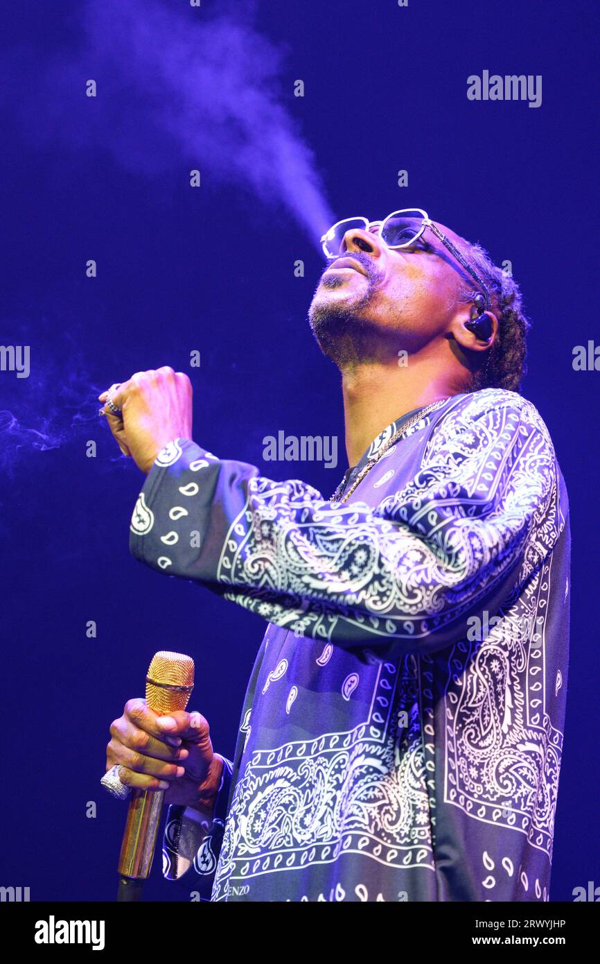 Cologne, Germany. 21st Sep, 2023. Rapper Snoop Dogg is on stage during ...