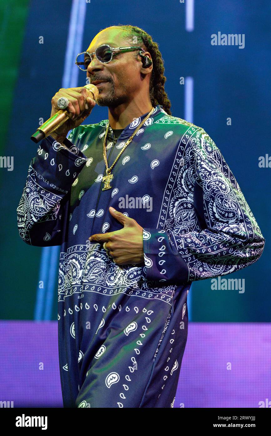 Cologne, Germany. 21st Sep, 2023. Rapper Snoop Dogg is on stage during ...