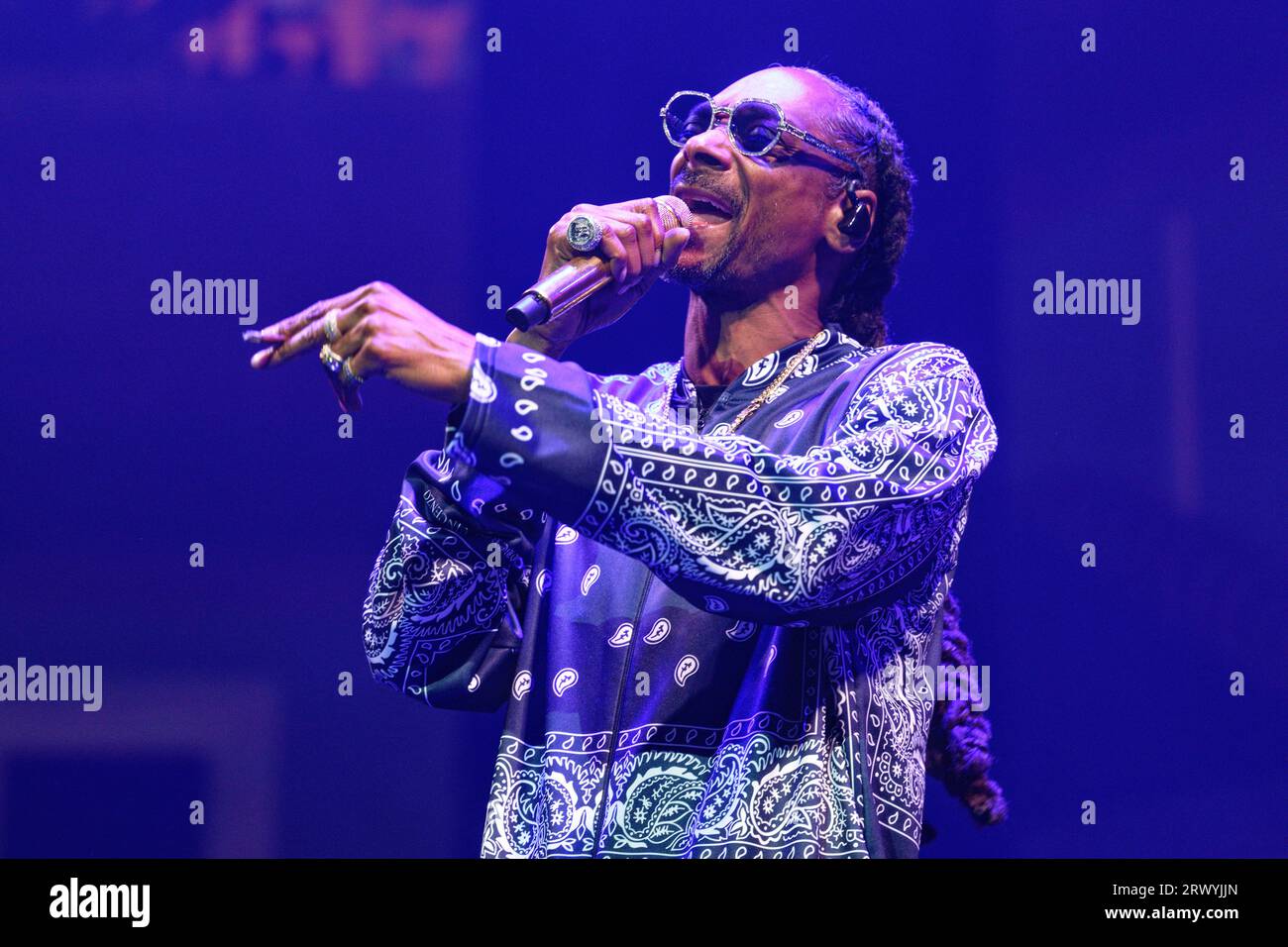 Cologne, Germany. 21st Sep, 2023. Rapper Snoop Dogg is on stage during ...
