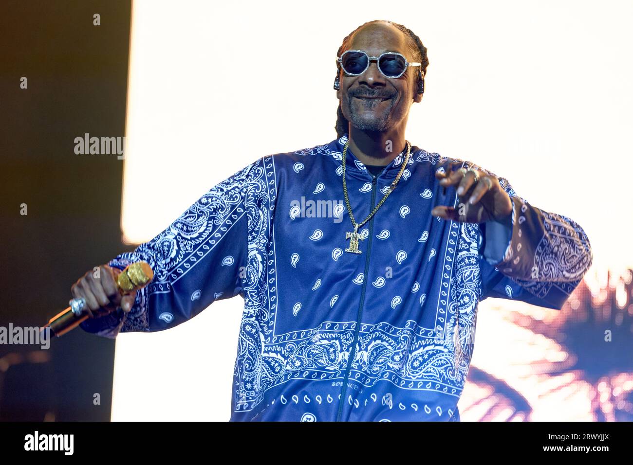Cologne, Germany. 21st Sep, 2023. Rapper Snoop Dogg is on stage during ...