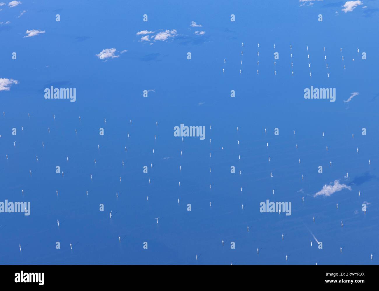 offshore wind farm in the North Atlantic in Scotland. aerial view ...