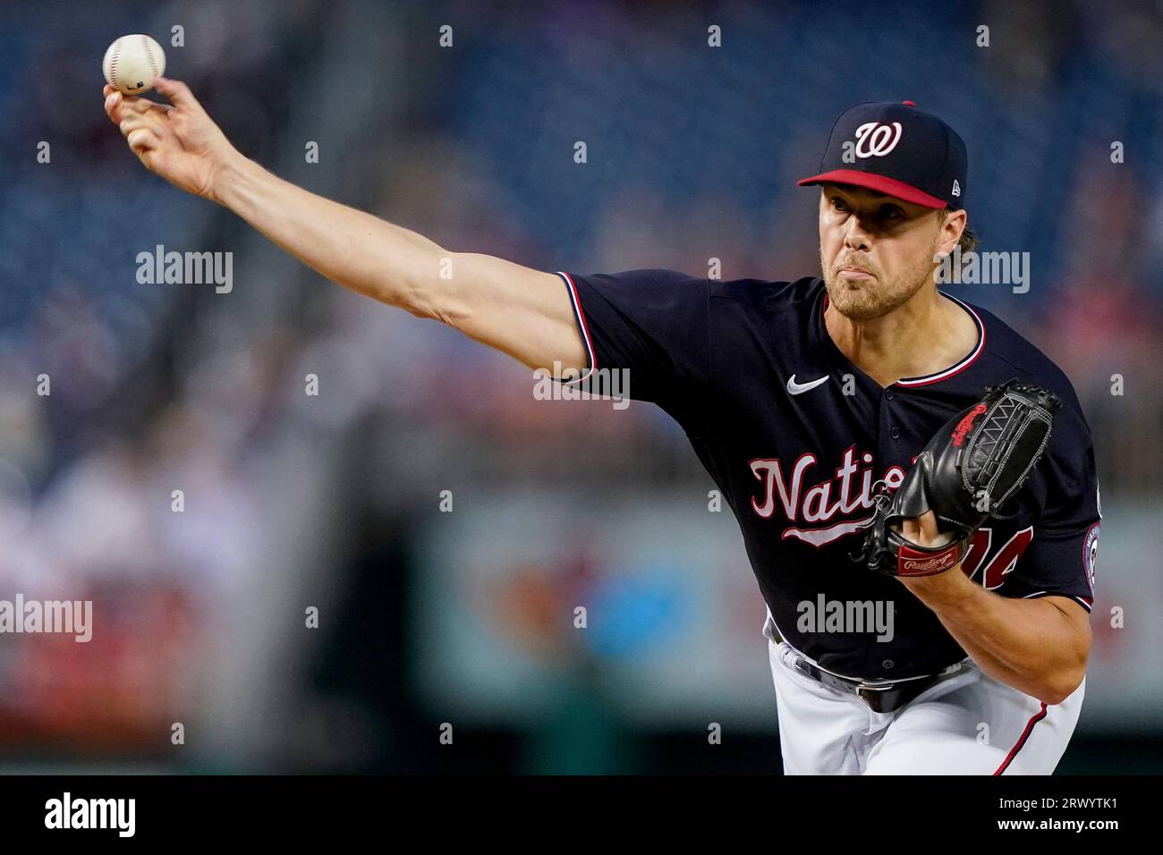 Washington Nationals starting pitcher Jake Irvin throws during the ...
